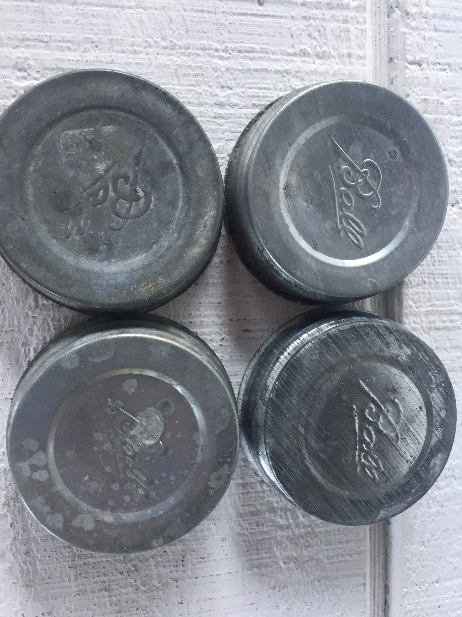 4 Aged Vintage Ball Mason Zinc Jar Lids, Canning Jar Lids With ...