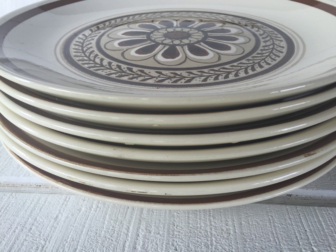 Vintage Stoneware Dinner Plates Vintage Monterey Royal Brown - Etsy