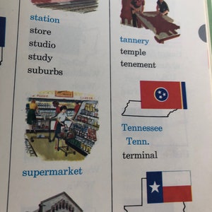 1964 My Second Pictionary Vintage Illustrated Mid Century Dictionary ...