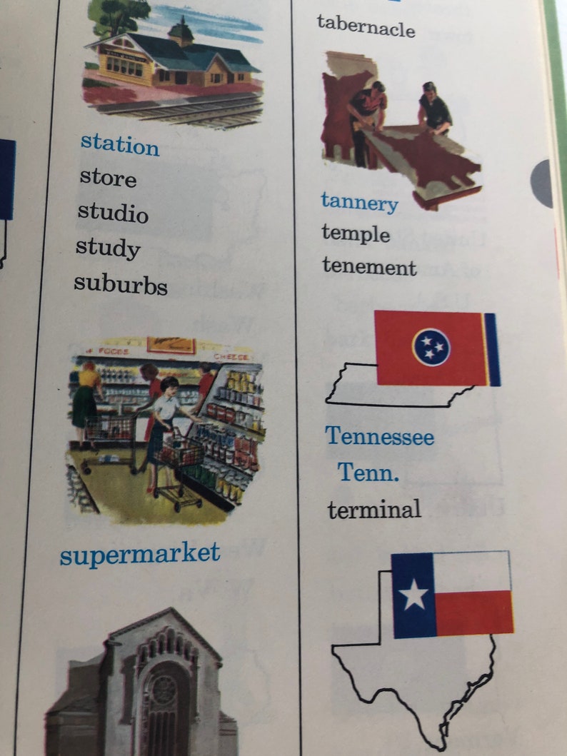 1964 My Second Pictionary Vintage Illustrated Mid Century Dictionary ...