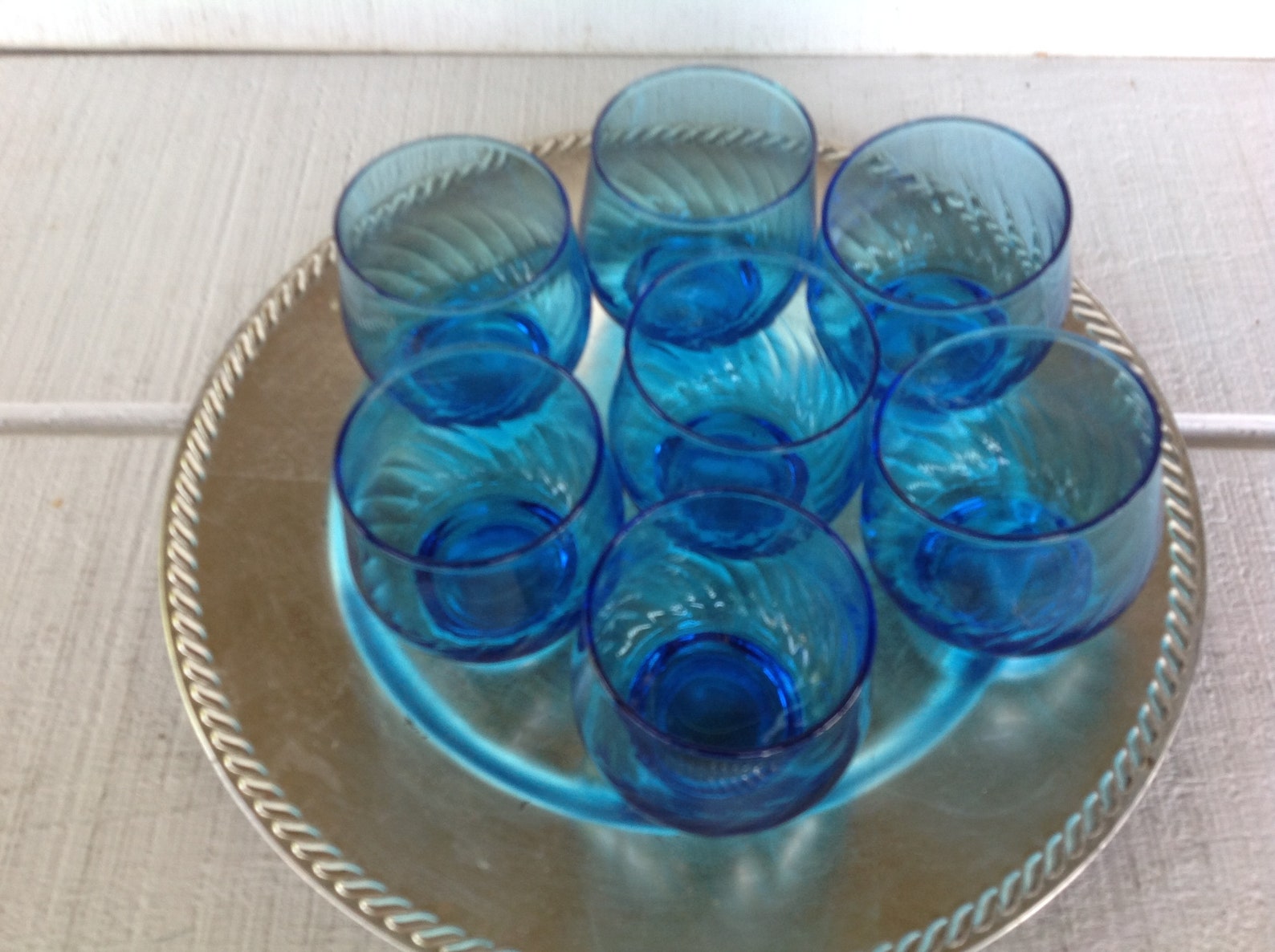 Turquoise Blue Swirl Roly Poly Tumblers Vintage Beach House - Etsy