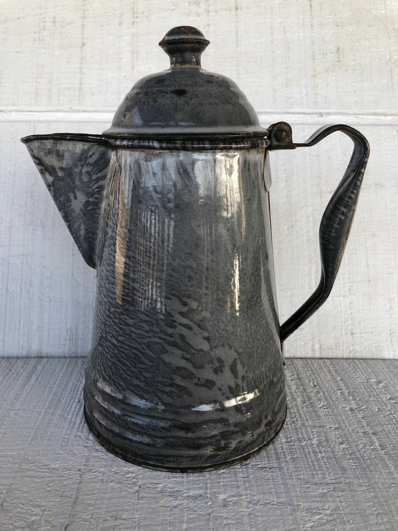 Large Vintage Graniteware Enamelware Coffee Pot Vintage Grey - Etsy