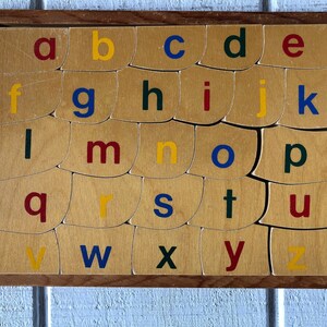 Vintage Wooden ABC Set Alphabet Puzzle Kid Children Schoolhouse Math ...