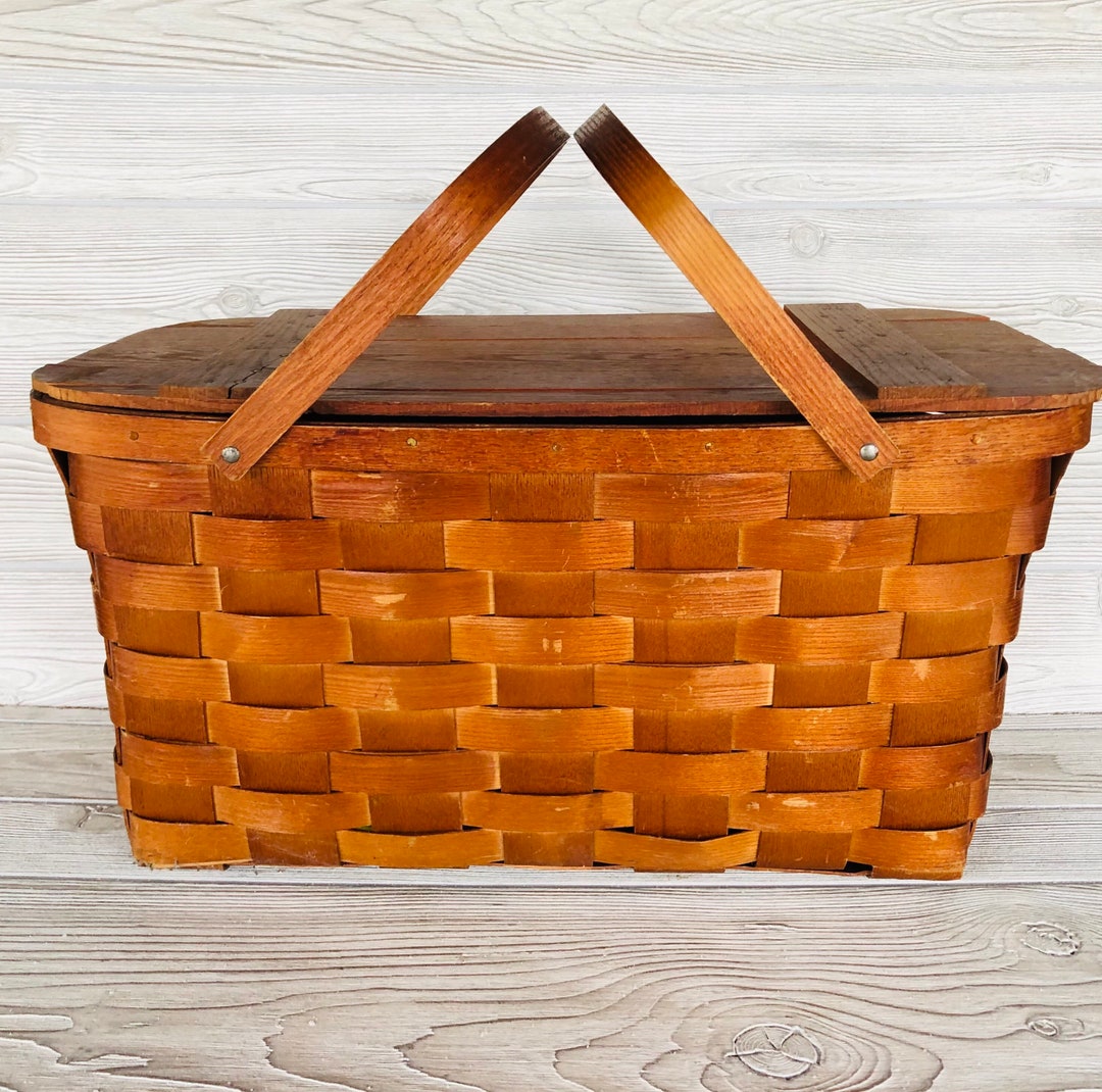 Vintage Wood Picnic Basket 1940s Picnic Basket JERYWIL Dishes Large ...