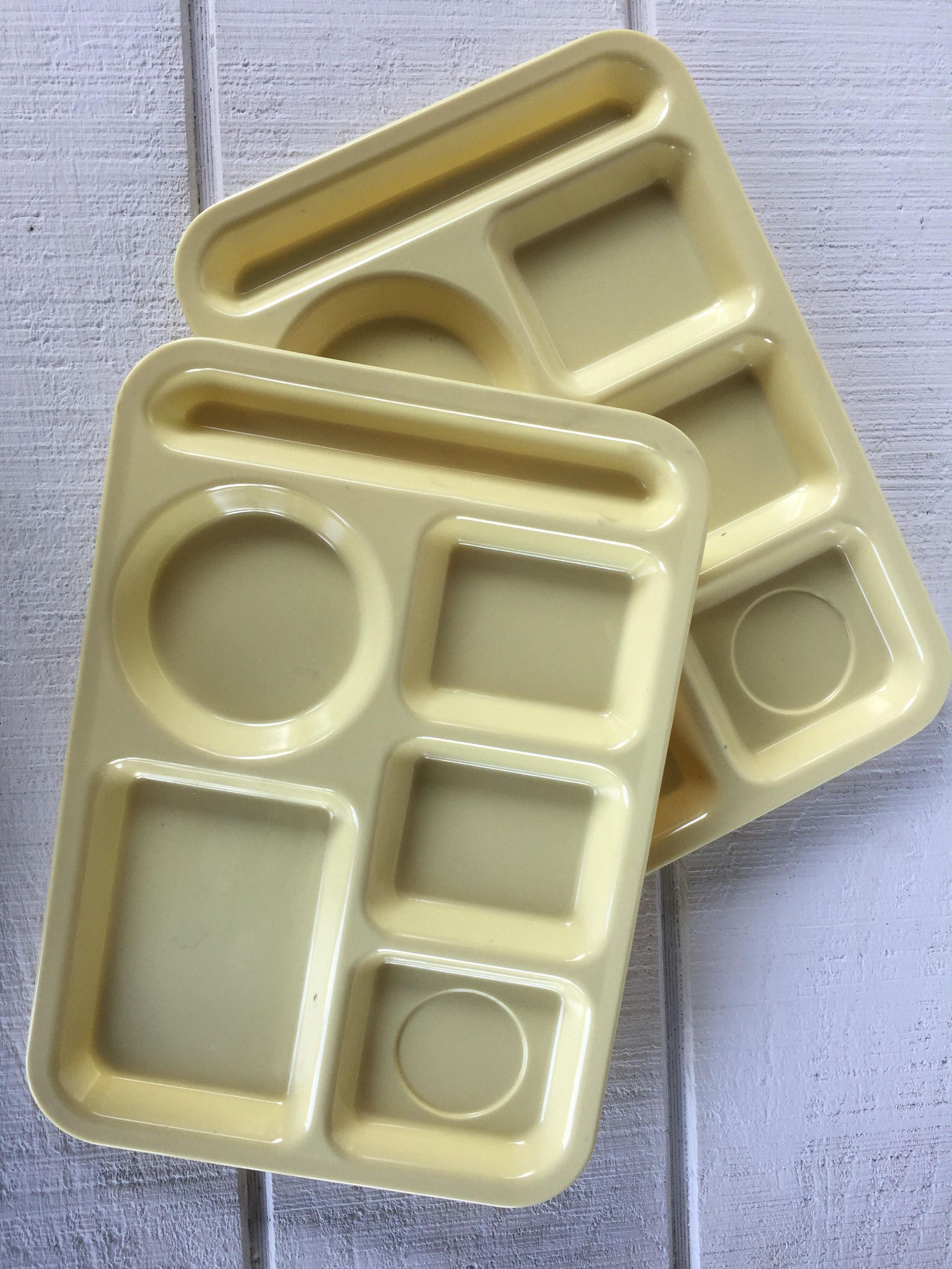 2 Vintage Lunchroom Trays Pastel Yellow Divided Lunch Trays, Yellow ...