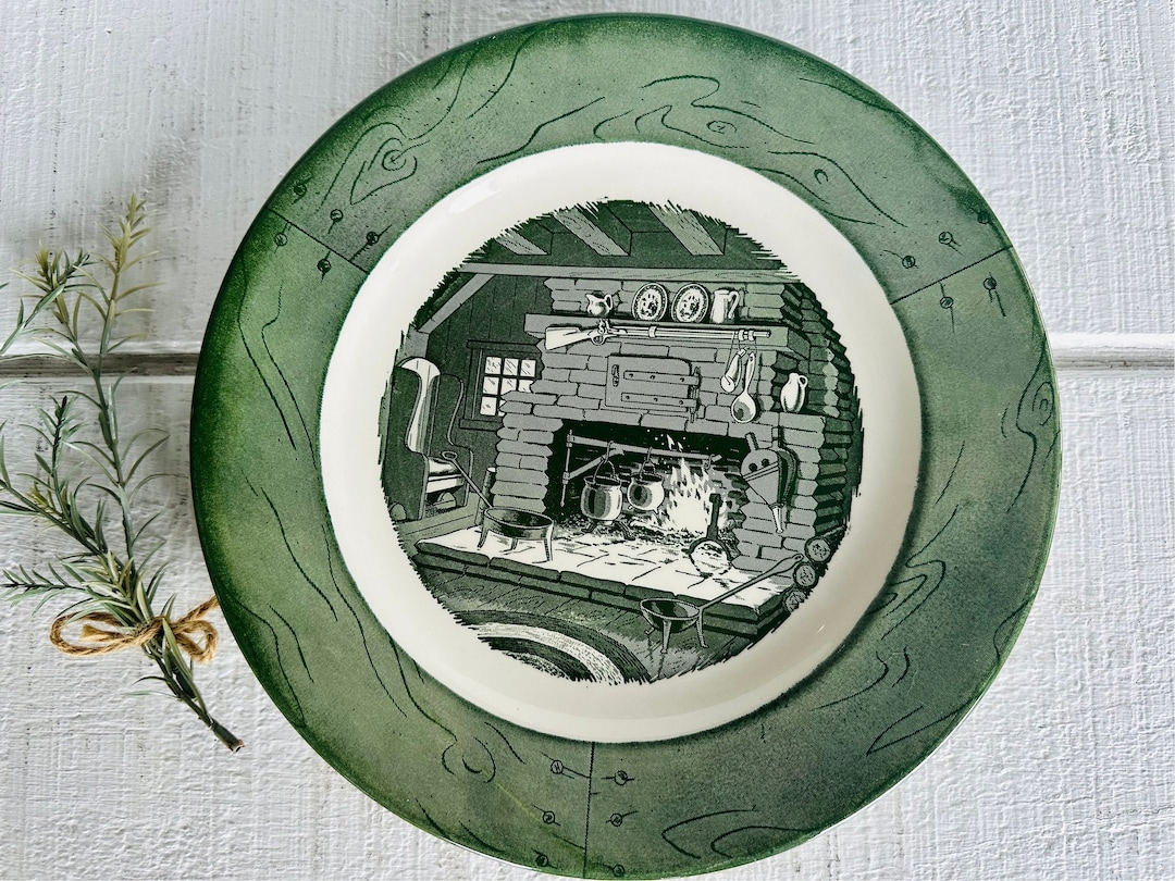 4 Royal China Colonial Homestead 10 Dinner Plate Green White China Home ...