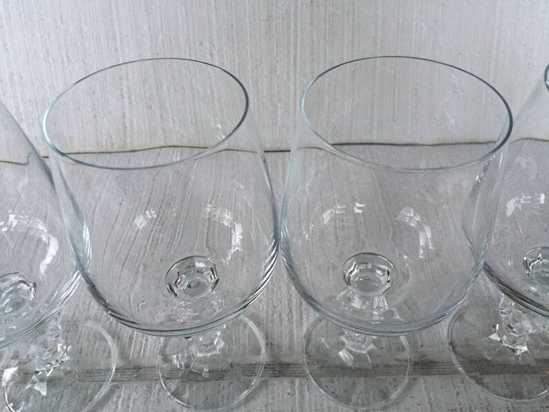 Vintage Clear Pressed Glass Water Goblets Czech Crystal | Etsy