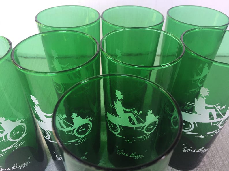 Set of 8 Zombie Glasses Mid Century Tom Collins Tumbler Forest Green ...