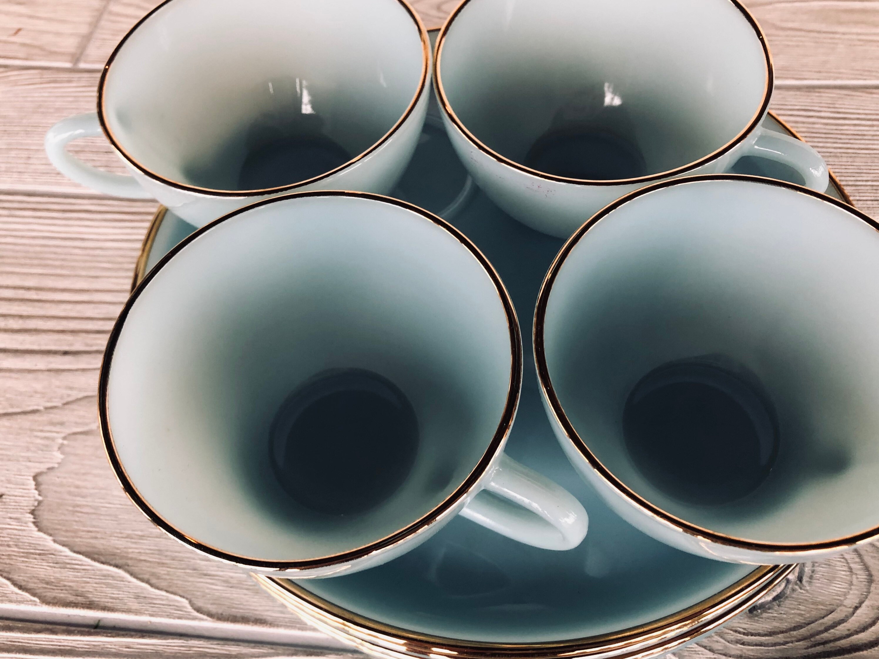 1950s Fire King Delphite Blue Turquoise Snack Set Plate Cup 22 | Etsy