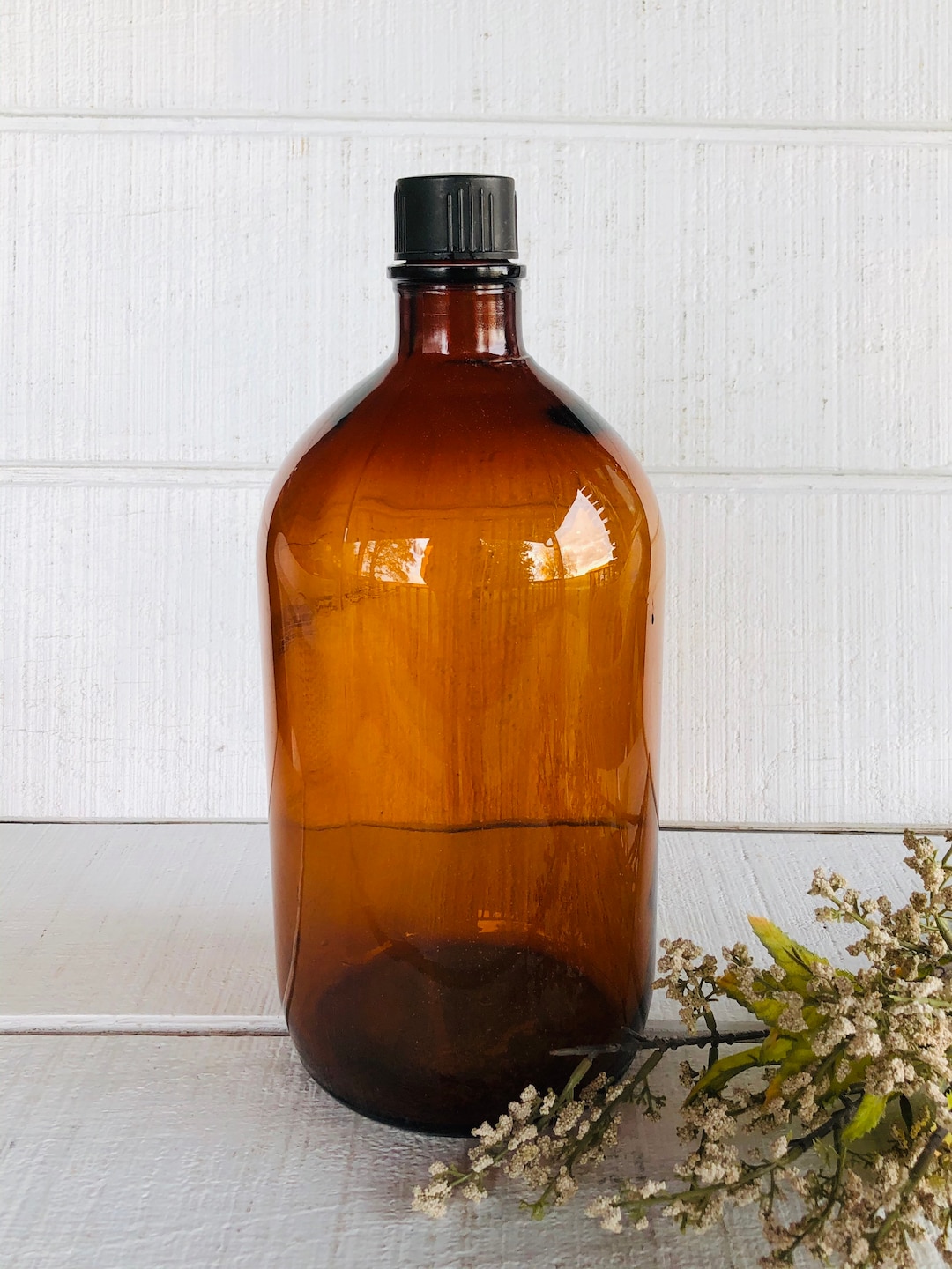 Vintage XL Brown Glass Bottle Abbott Laboratories Amber Jar Jug ...