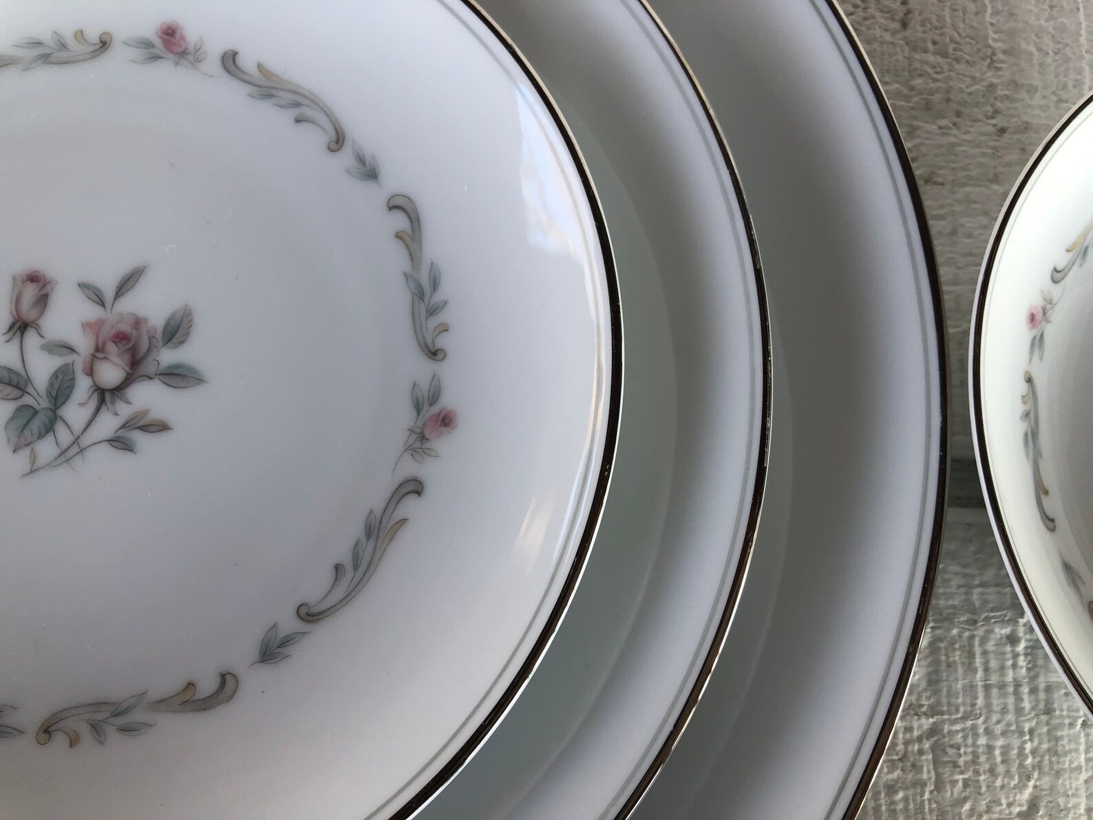 Noritake Mayfair 1960s China 7 Pc Place Setting Pink Rose Platinum Trim ...