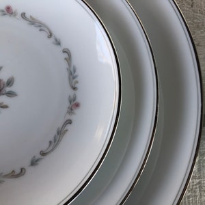 Noritake Mayfair 1960s China 7 Pc Place Setting Pink Rose Platinum Trim ...