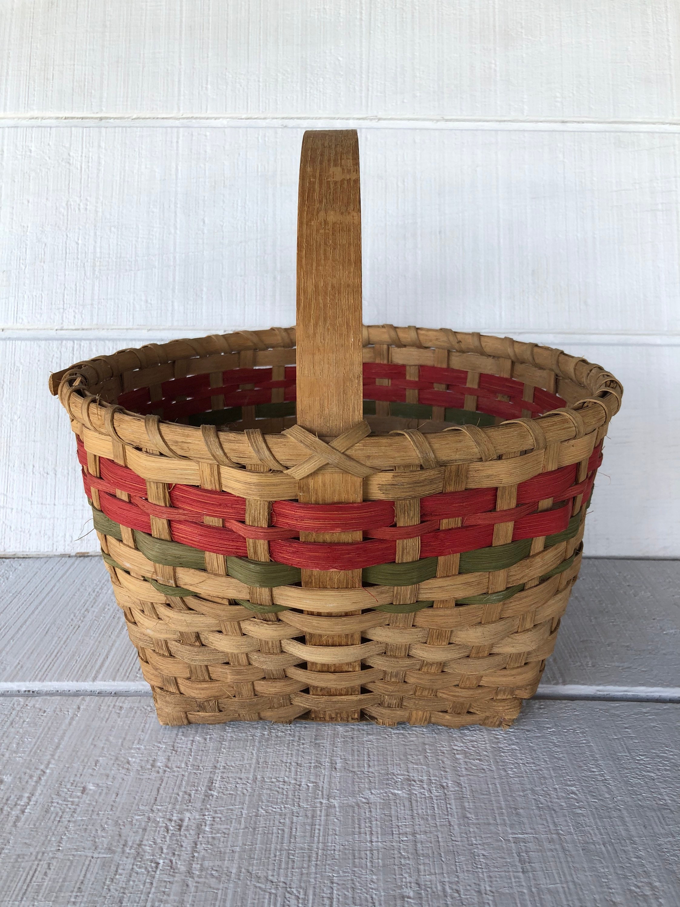 Vintage Egg basket split bottom basket woven reed basket red | Etsy