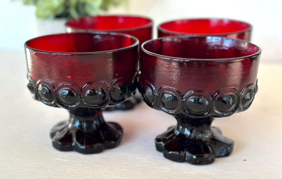 Vintage Franciscan Madeira Ruby Crystal Champagne Glasses Set of 4 Mid ...