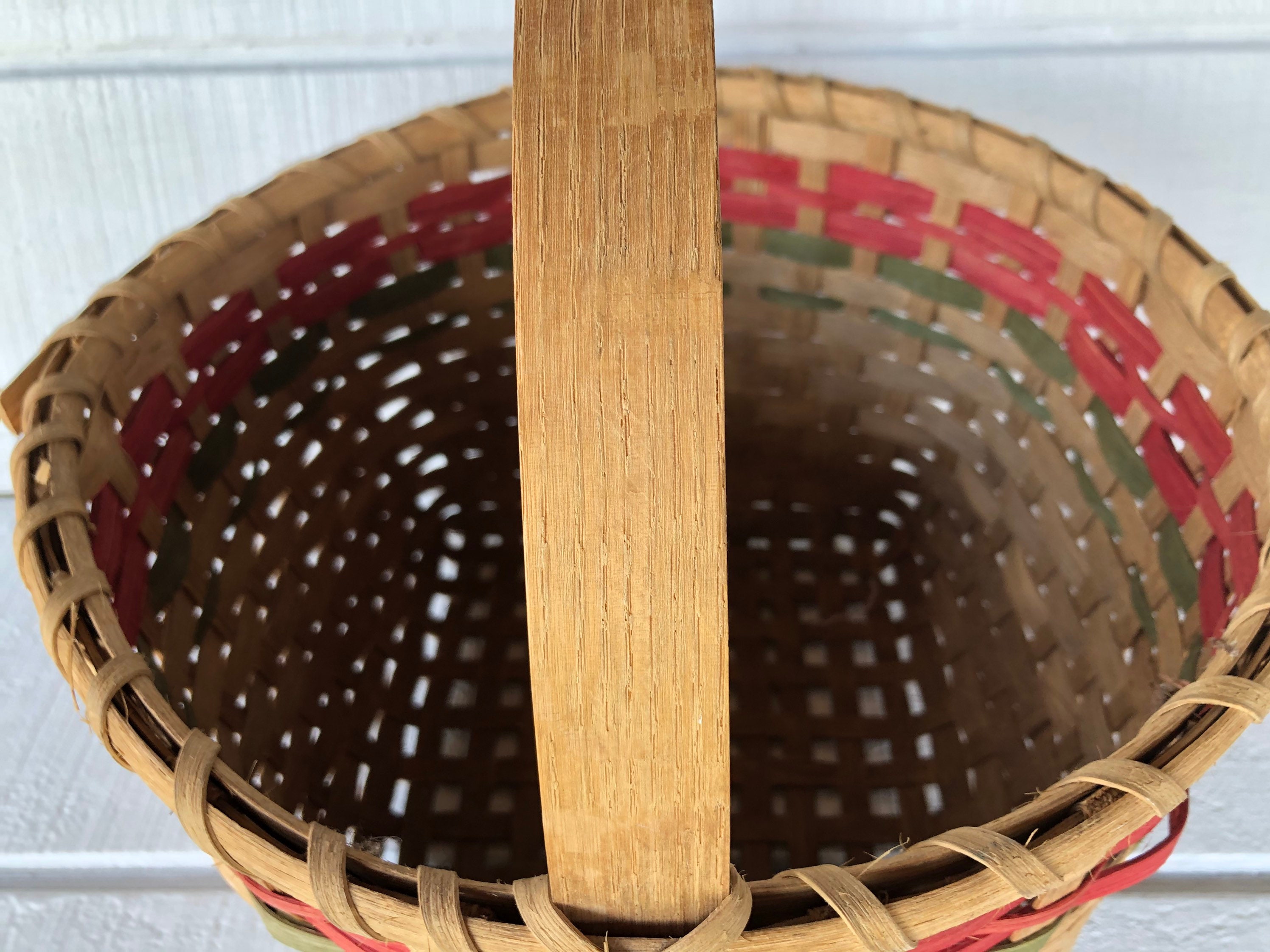 Vintage Egg basket split bottom basket woven reed basket red | Etsy
