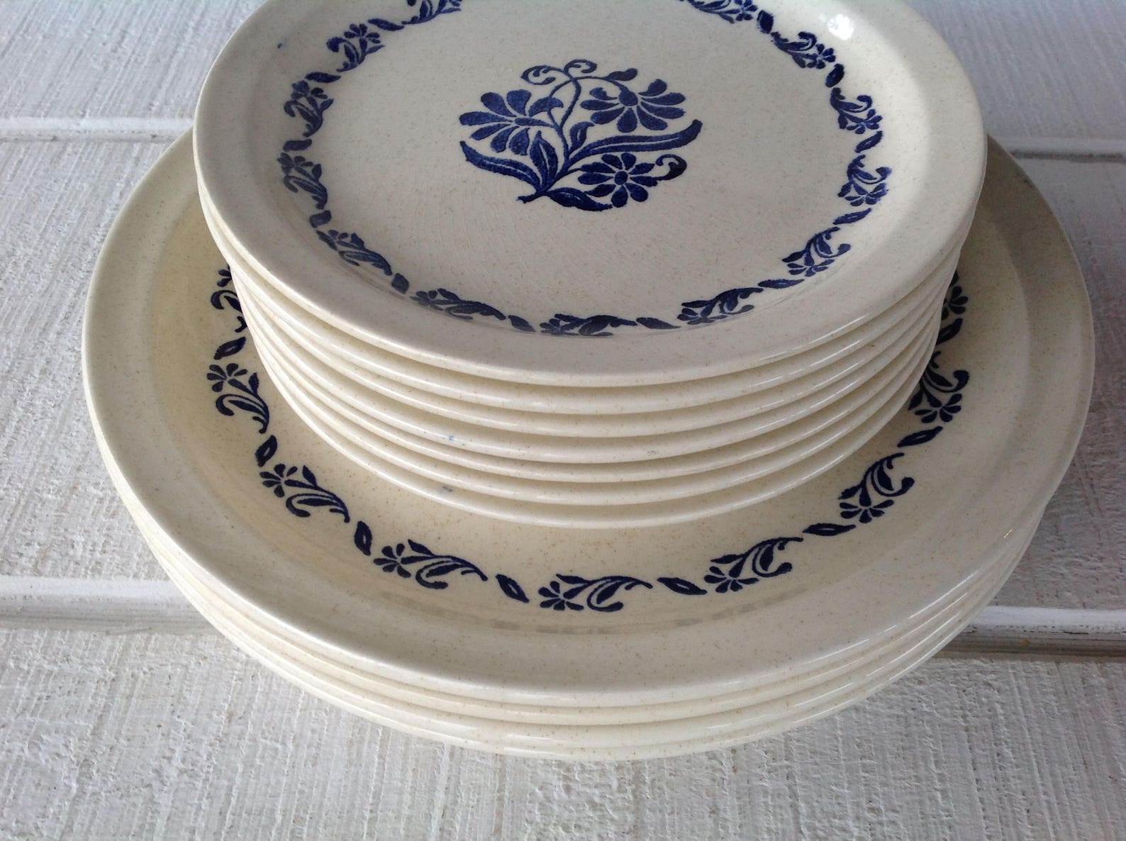 1970s 80s Dinner Salad Plates Blue Floral Pattern Vintage - Etsy