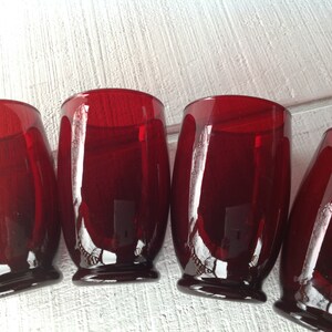 Vintage 4 5/8" Baltic Royal Ruby Water Glasses Ruby Red Glass Anchor ...