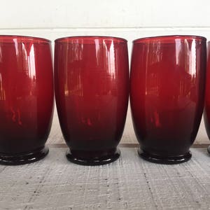 Vintage 4 5/8" Baltic Royal Ruby Water Glasses Ruby Red Glass Anchor ...