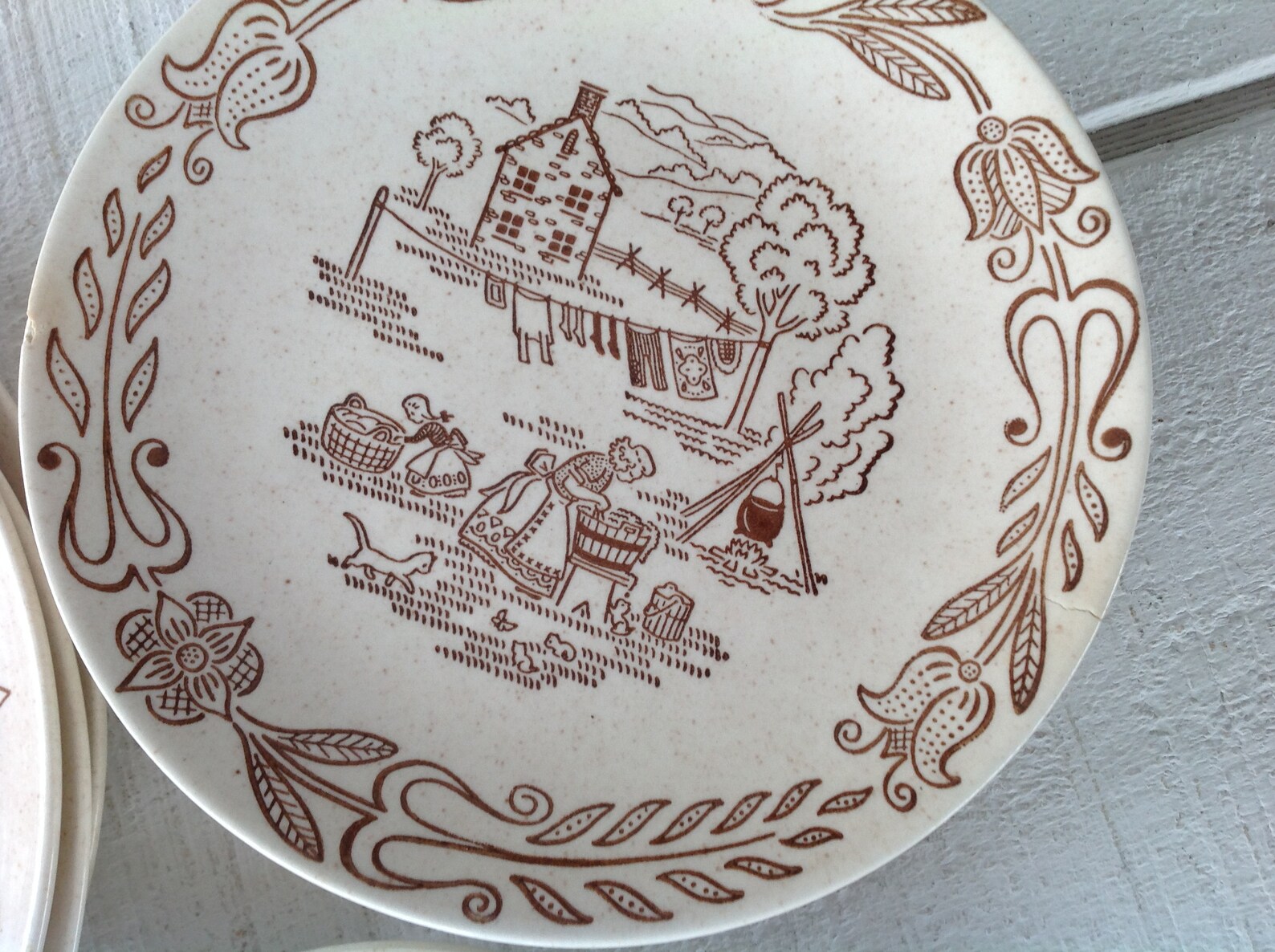 Vintage Brown County Royal China USA Farm Scene Dinner Plates | Etsy