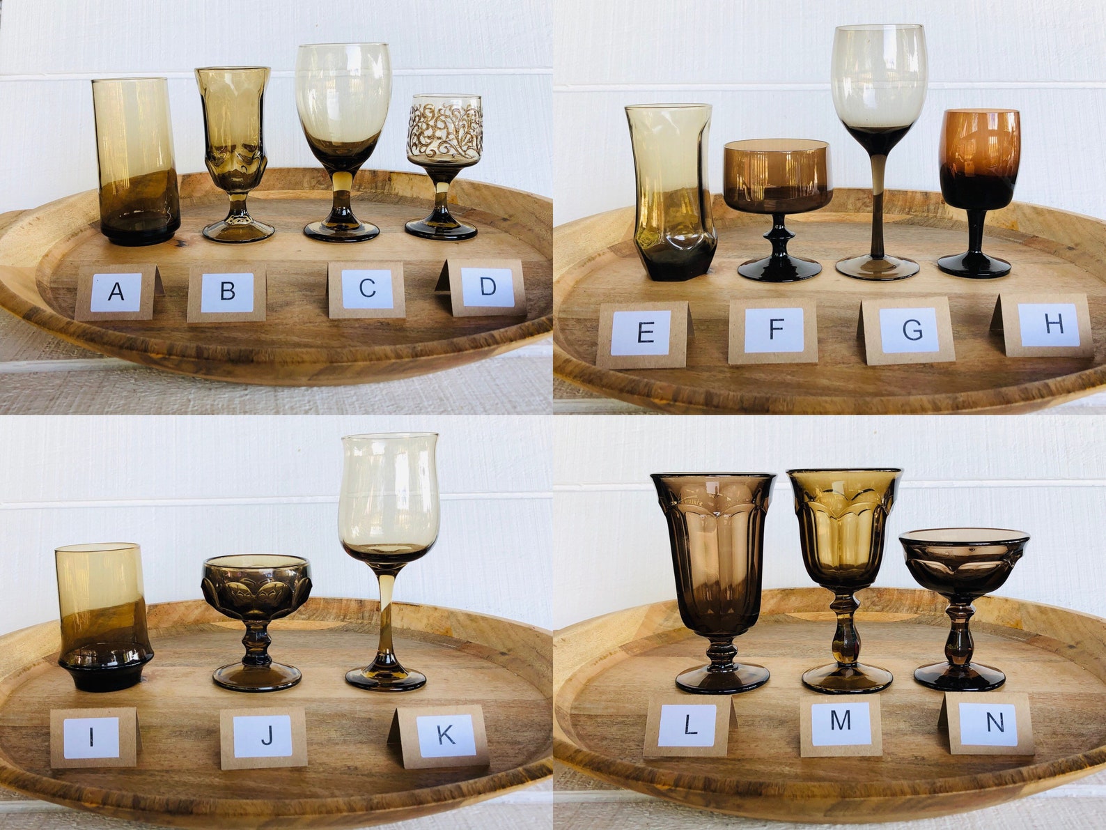 Vintage Brown Glassware • Mismatched Brown Goblet / Wine / Water Glass ...