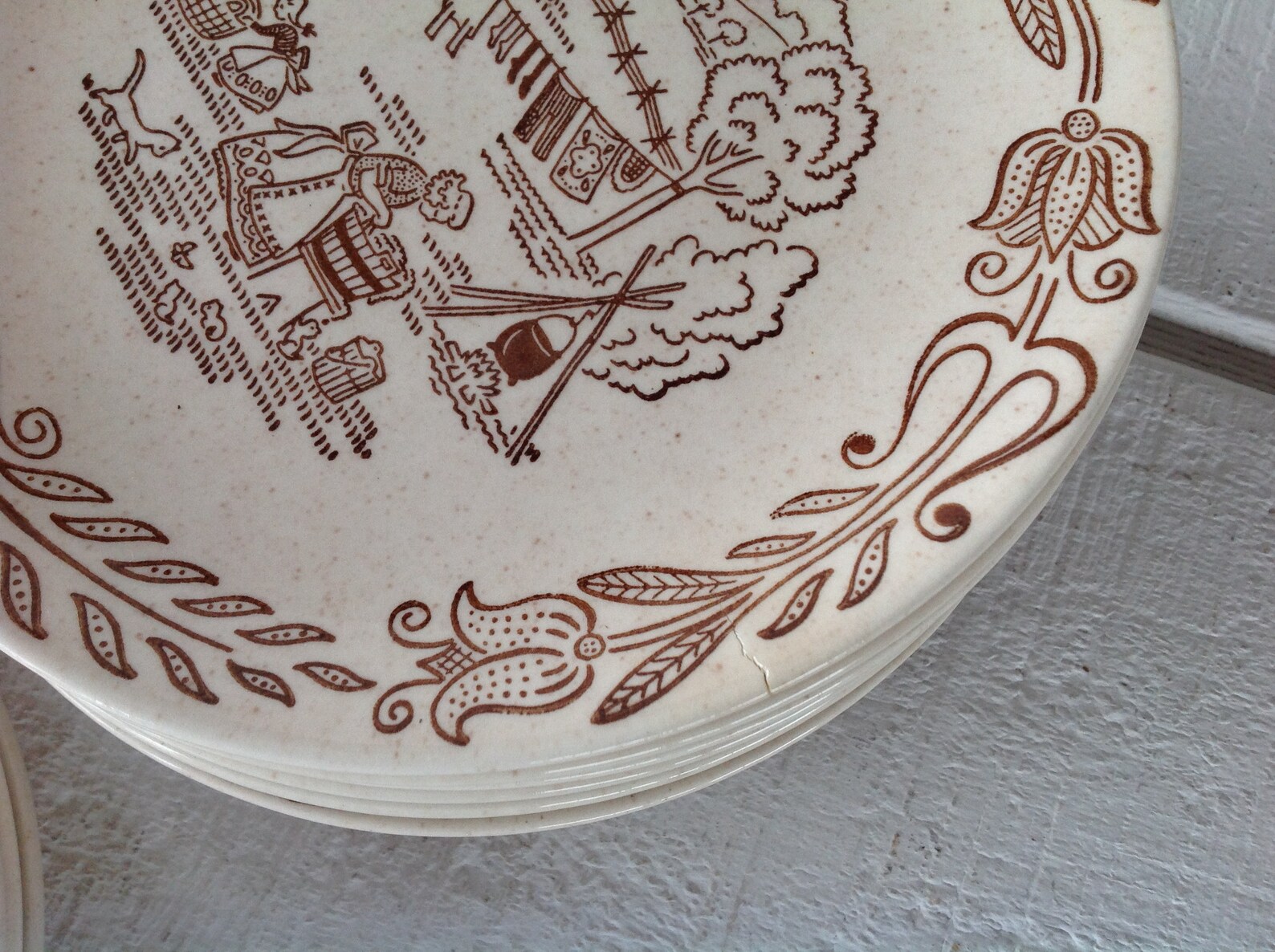 Vintage Brown County Royal China USA Farm Scene Dinner Plates | Etsy