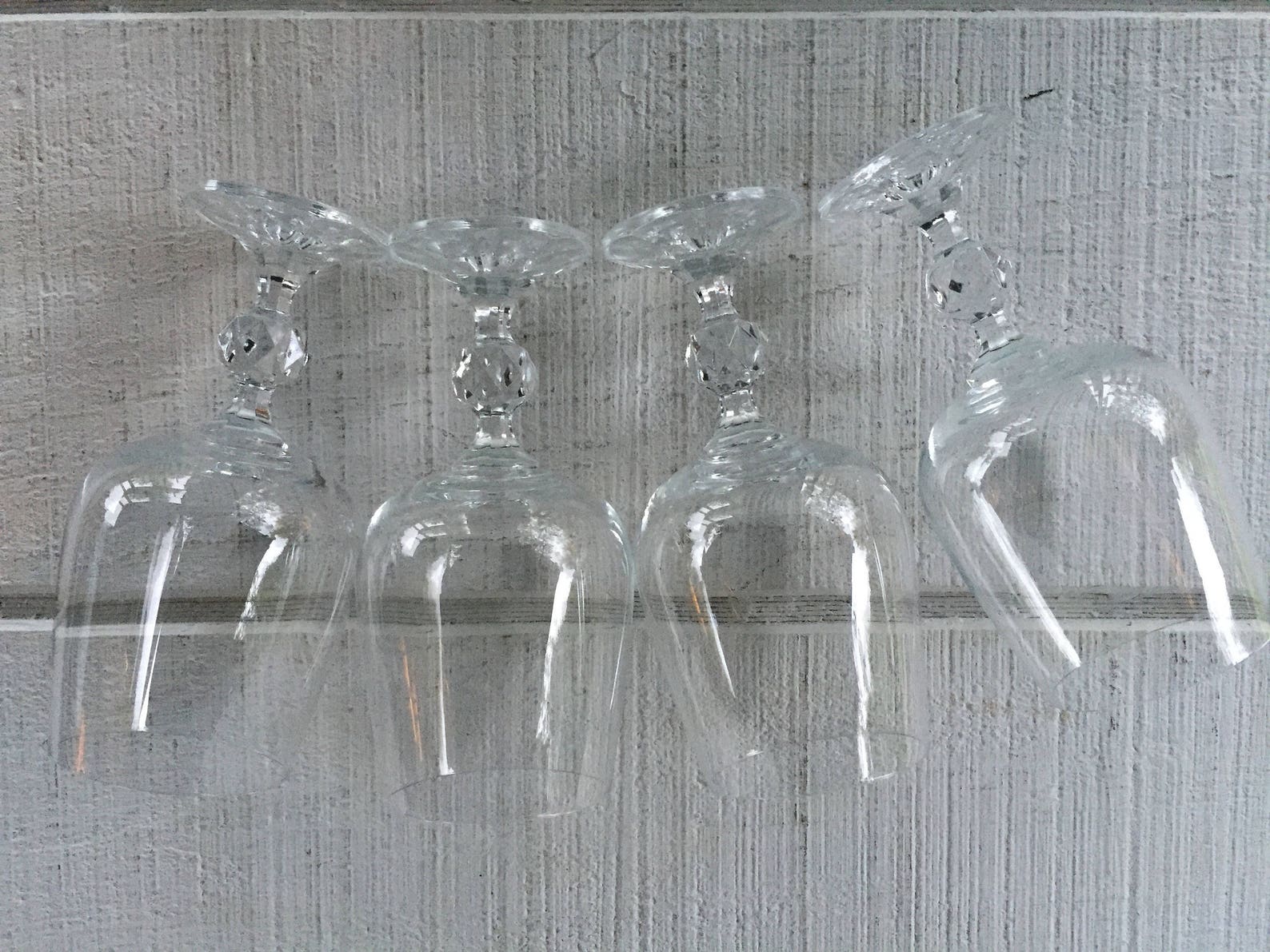 Vintage Clear Pressed Glass Water Goblets Czech Crystal | Etsy