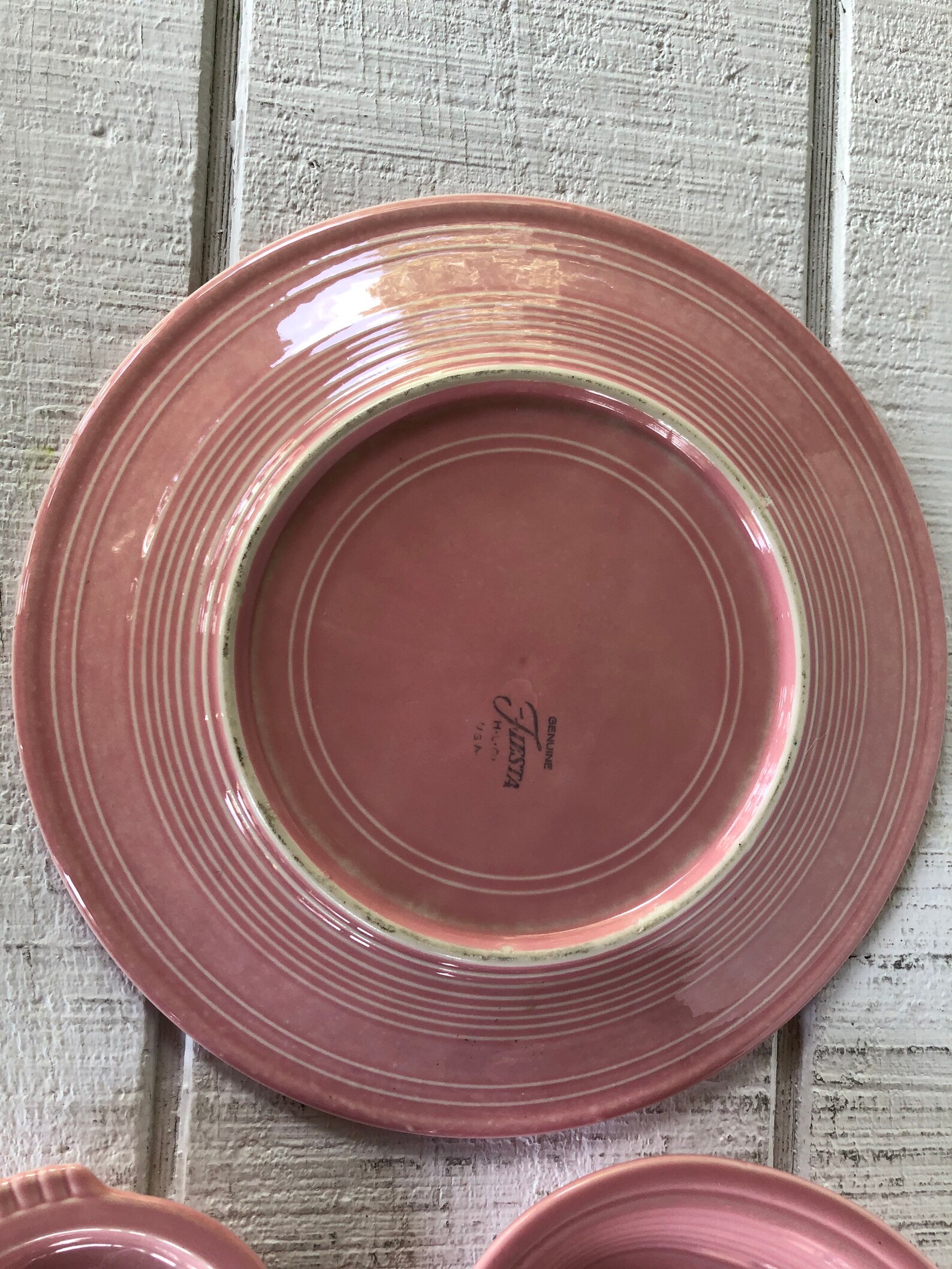 Vintage Fiestaware Rose Dinner Chop Plate Creamer Sugar Tray Oval ...