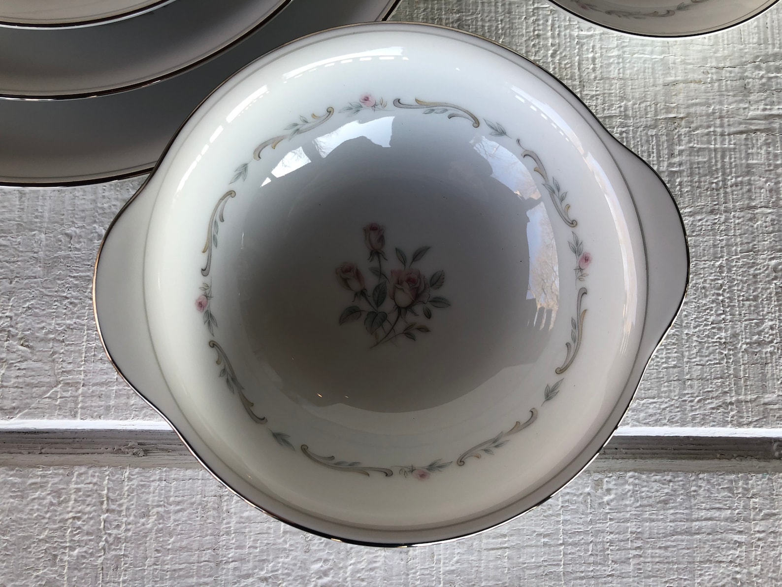 Noritake Mayfair 1960s China 7 Pc Place Setting Pink Rose Platinum Trim ...