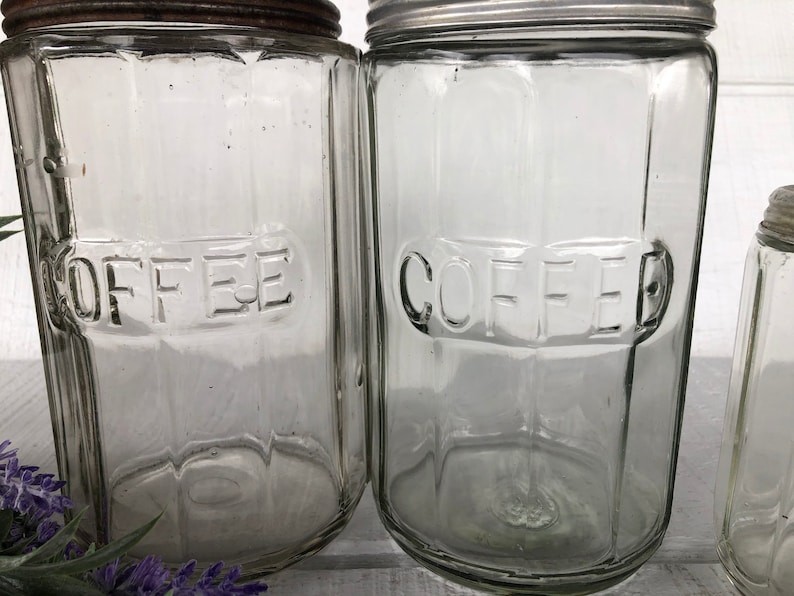 Vintage Hoosier Paneled Coffee Tea Jar Clear Glass Coffee - Etsy