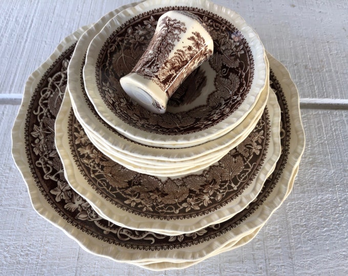 Vintage Mason's Vista Brown Dinner Plate Brown Transfer Ware Plates ...