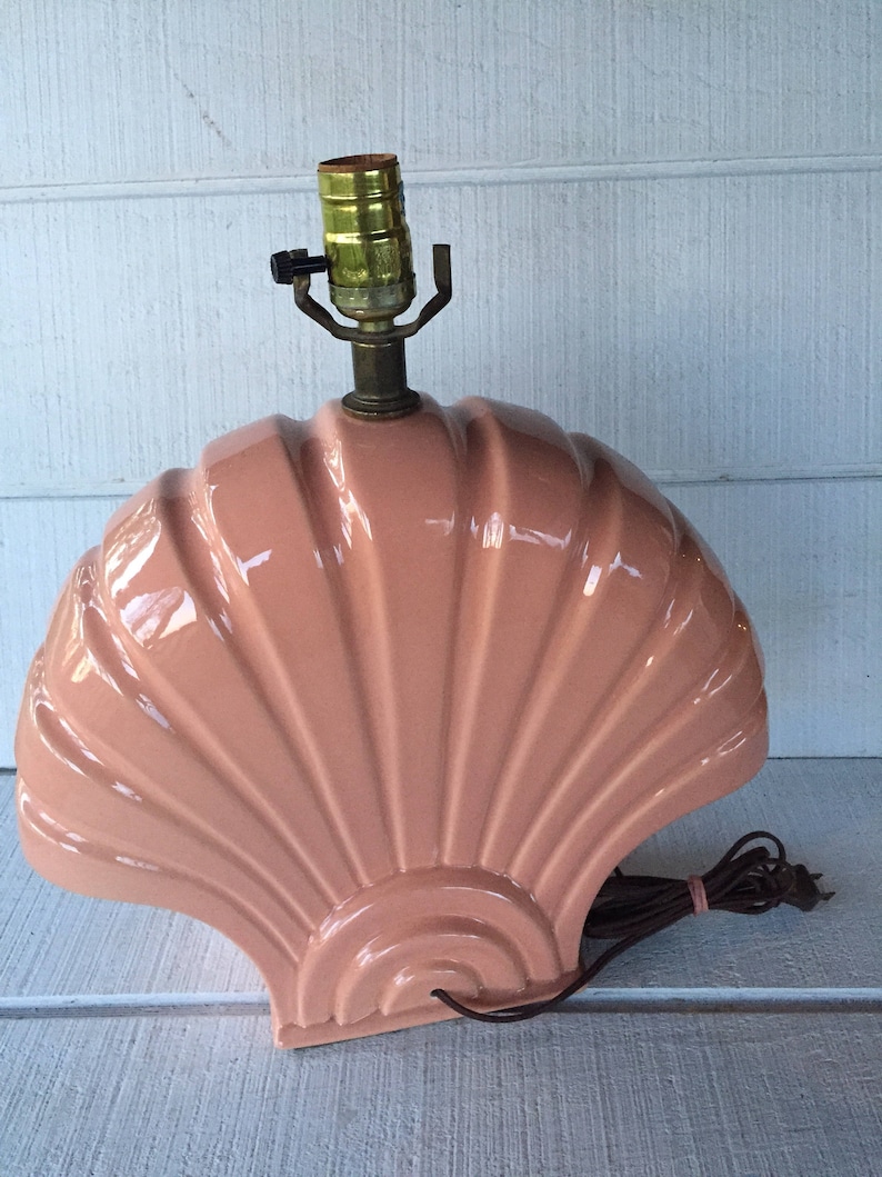 Vintage Table Lamp Peach Coral Lamp Vintage Pink Ceramic Sea - Etsy