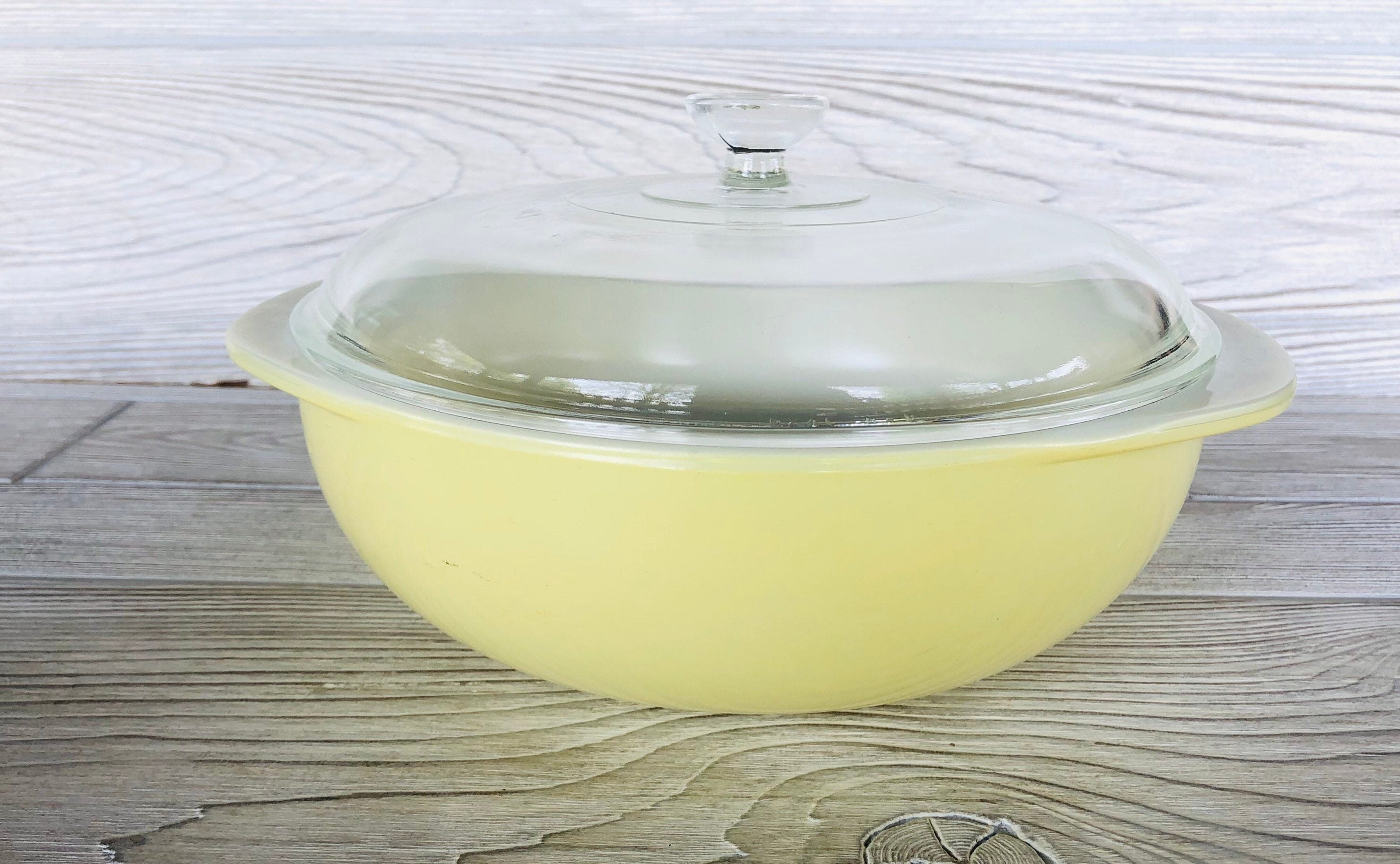 Vintage Bright Yellow Pyrex casserole dish Cinderella handles | Etsy