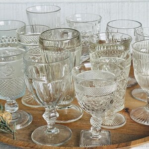 14 Vintage Mismatched Clear Goblets Chunky Goblets Assorted Crystal ...