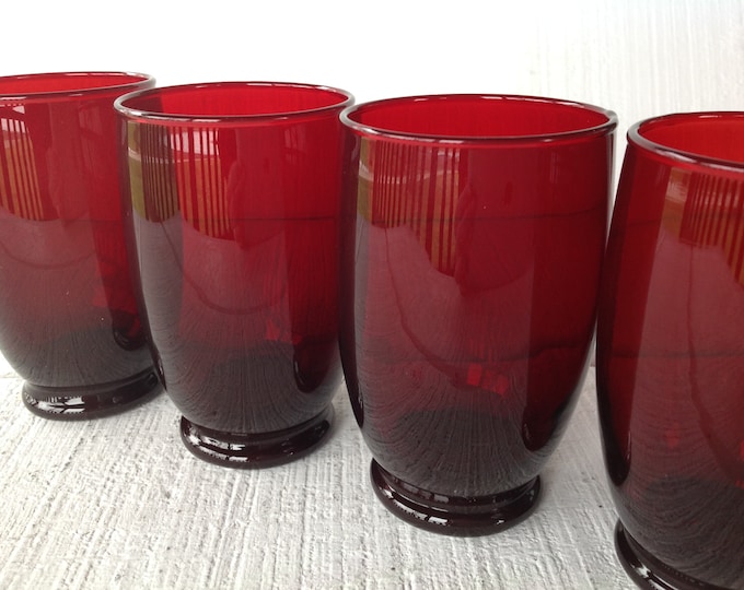 Vintage 4 5/8" Baltic Royal Ruby Water Glasses Ruby Red Glass Anchor ...
