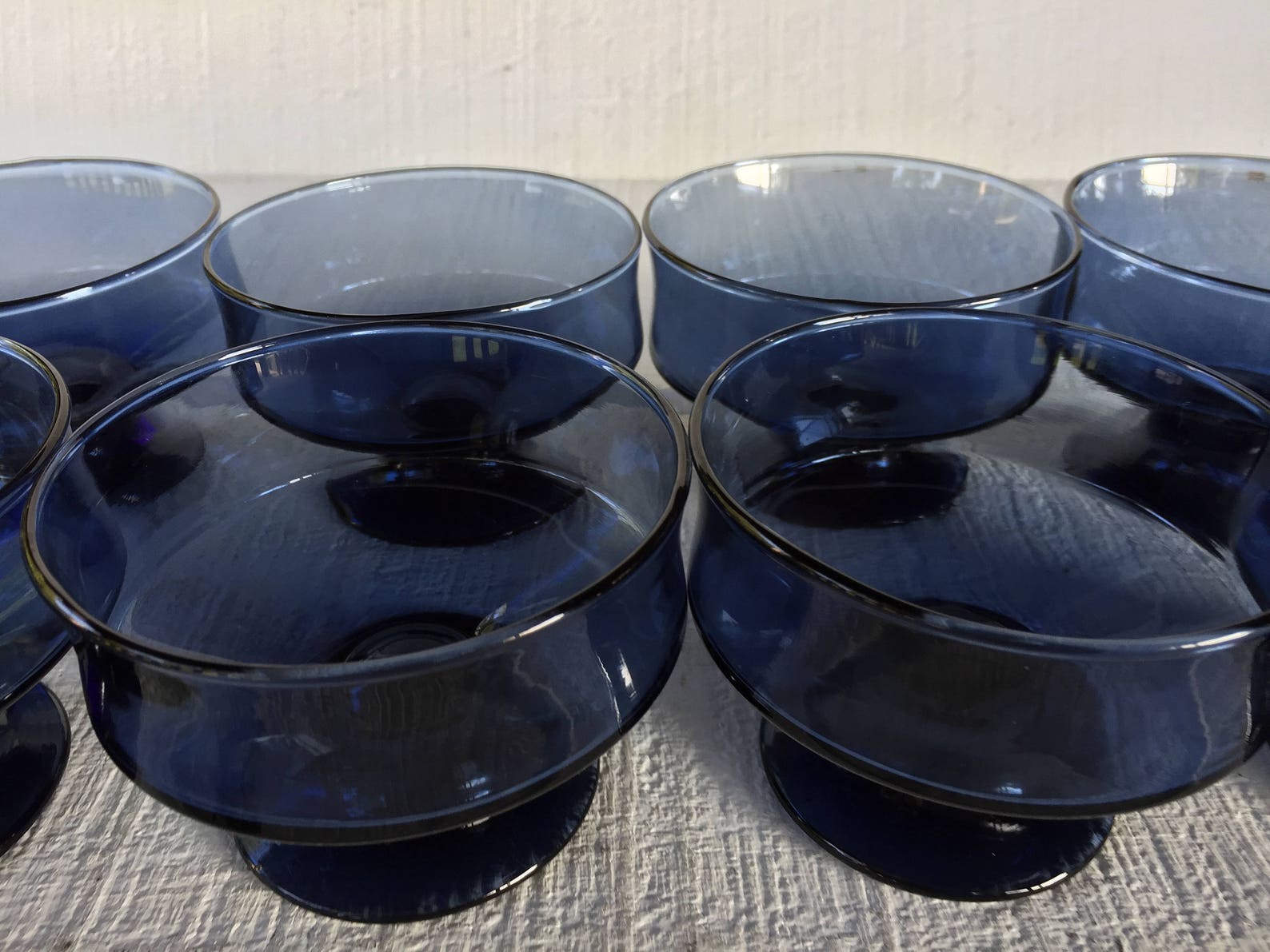 4 vintage cobalt blue glassware vintage Blue champagne / | Etsy