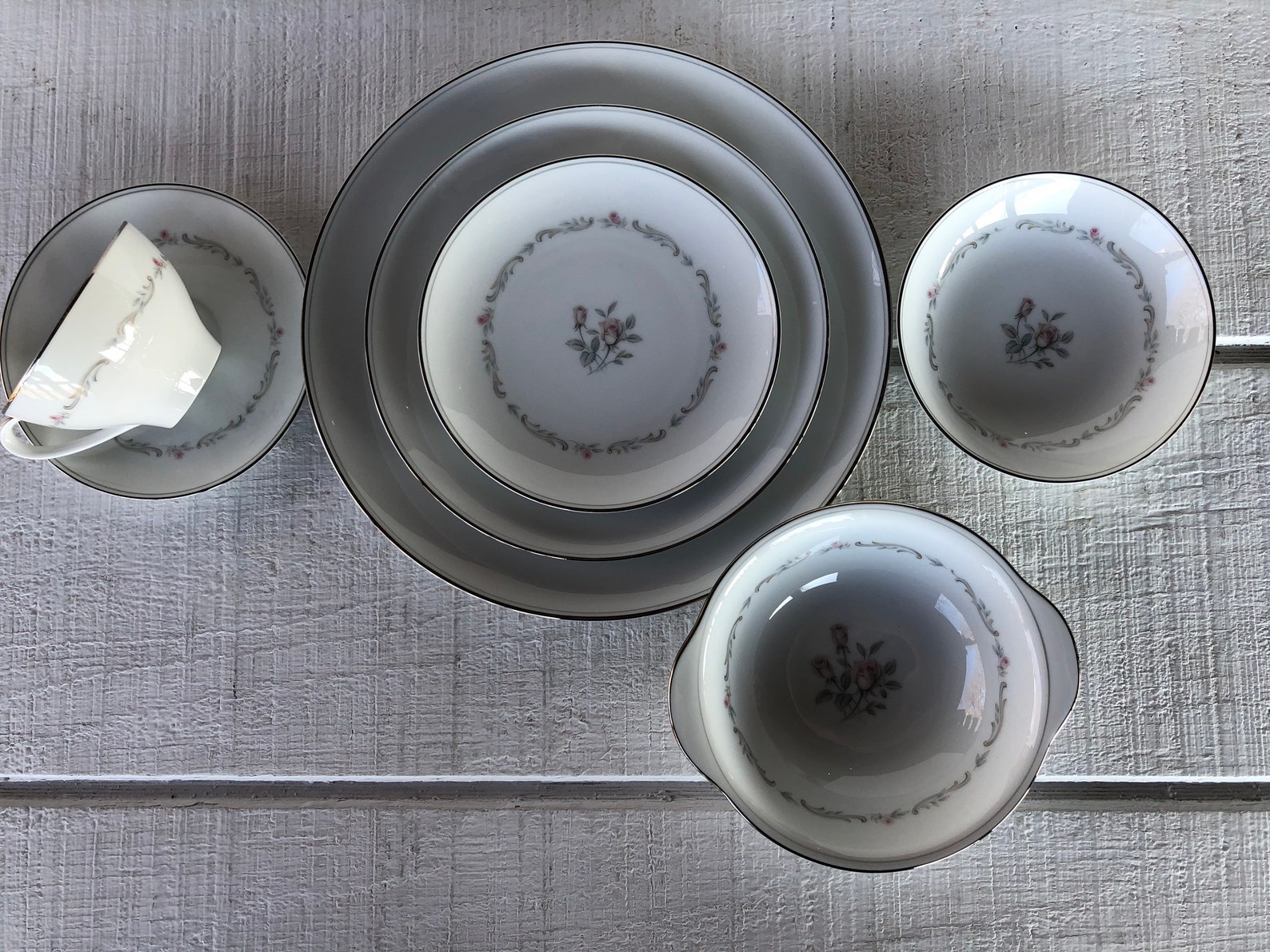 Noritake Mayfair 1960s China 7 Pc Place Setting Pink Rose - Etsy