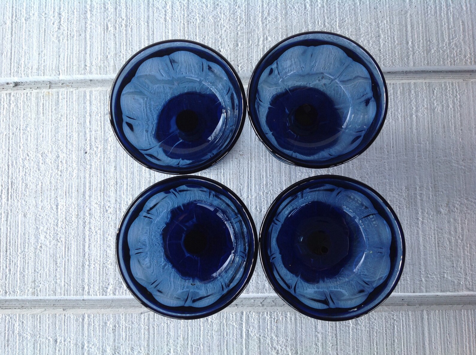 2 Vintage cobalt blue goblet Old Williamsburg deep blue ultra | Etsy