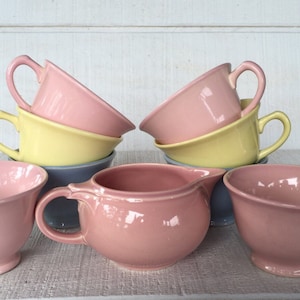 1940's Pastel Luray China Tea Cups / Saucers Salt Shaker Creamer ...