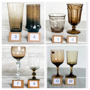 Vintage Brown Glassware Mismatched BROWN Glass Goblet Colored Glasses ...