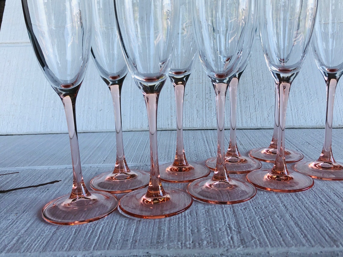 Vintage Pink champagne flutes wedding toasting pink wedding | Etsy