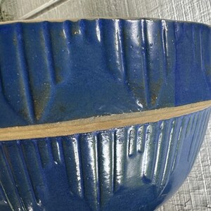 Salt Glaze Blue Stoneware Crock Bowl Yellow Ware Mixing Bowl Depression ...