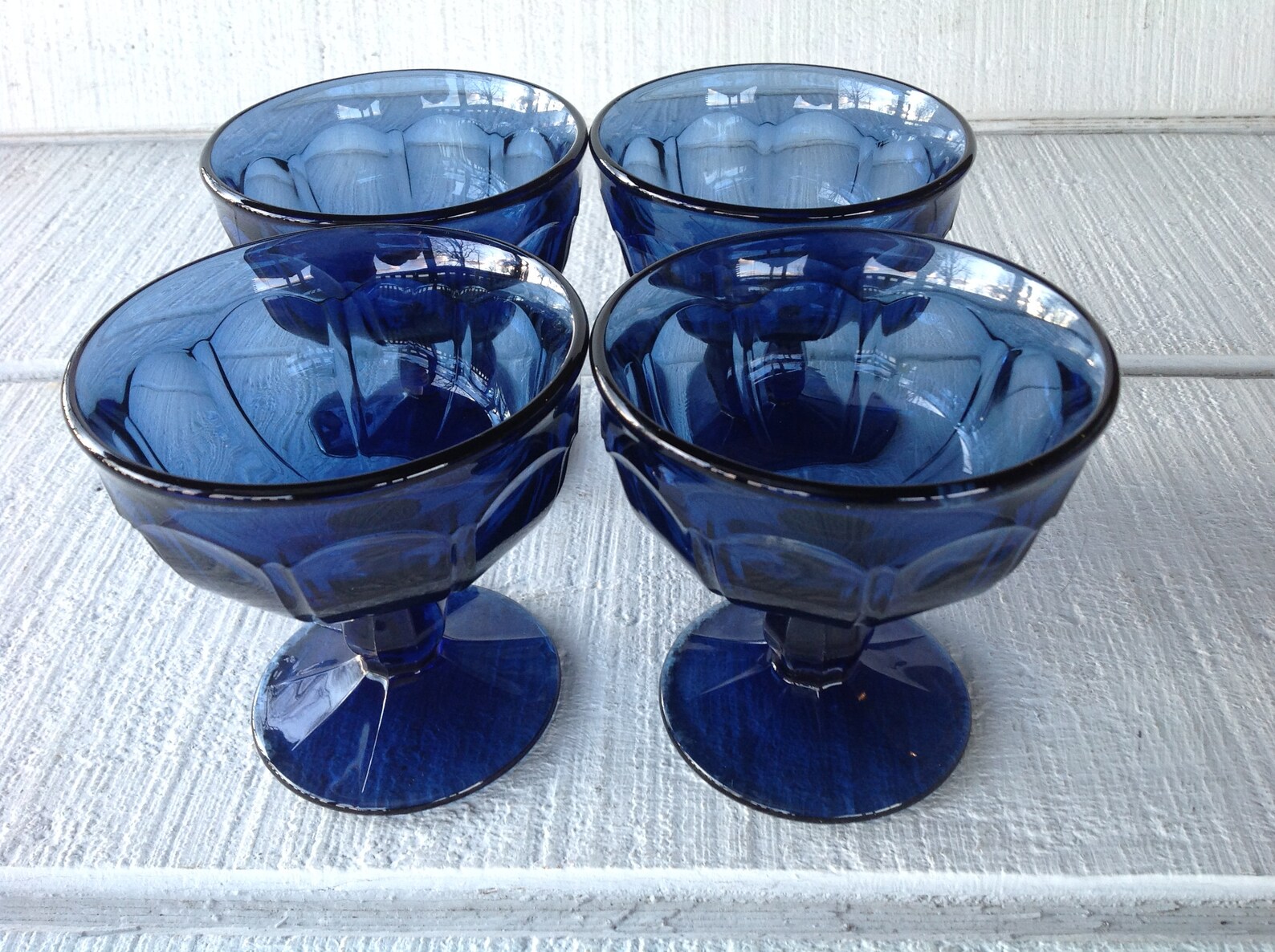 2 Vintage cobalt blue goblet Old Williamsburg deep blue ultra | Etsy