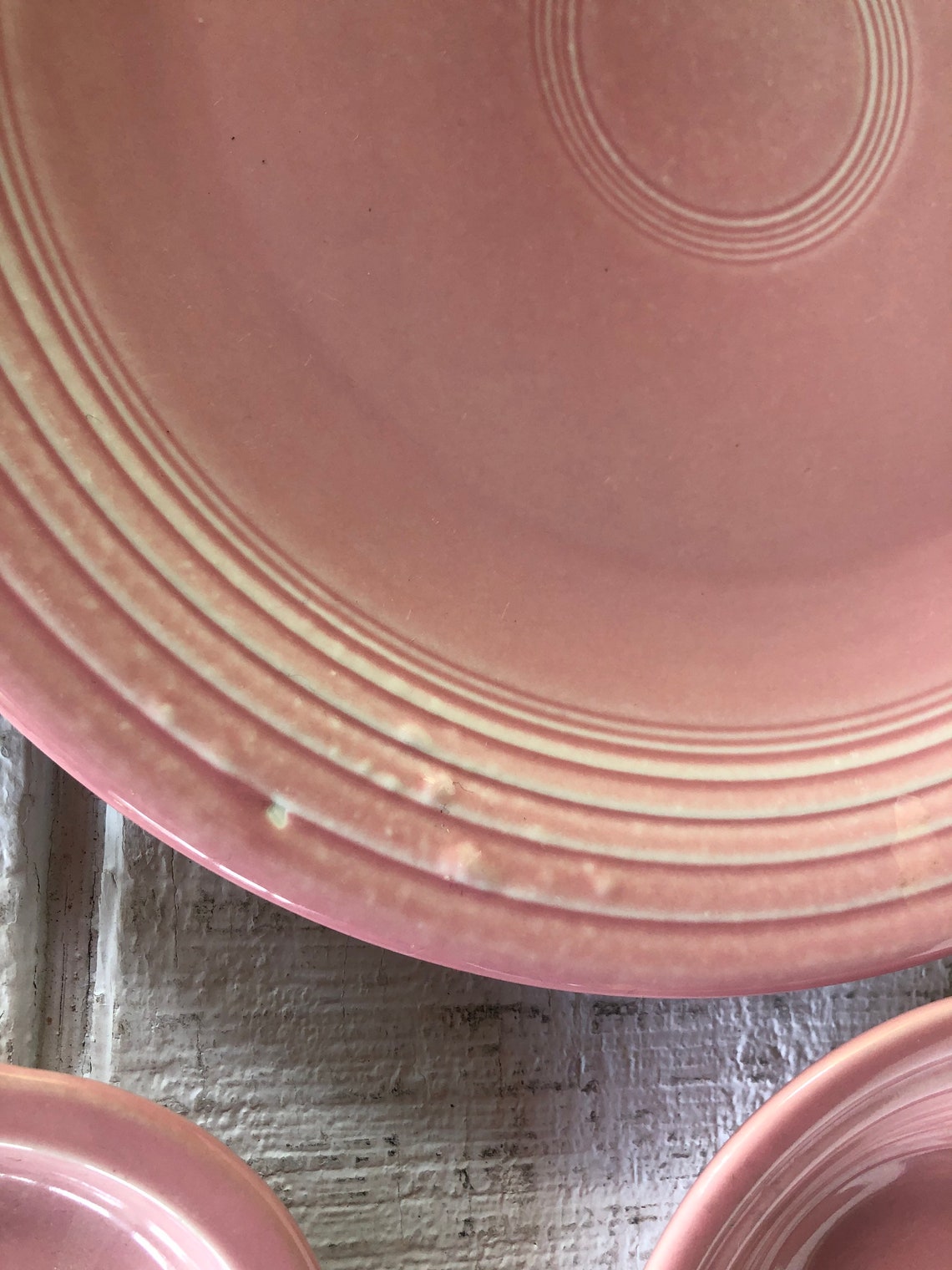 Vintage Fiestaware Rose Dinner Chop Plate Creamer Sugar Tray Oval ...