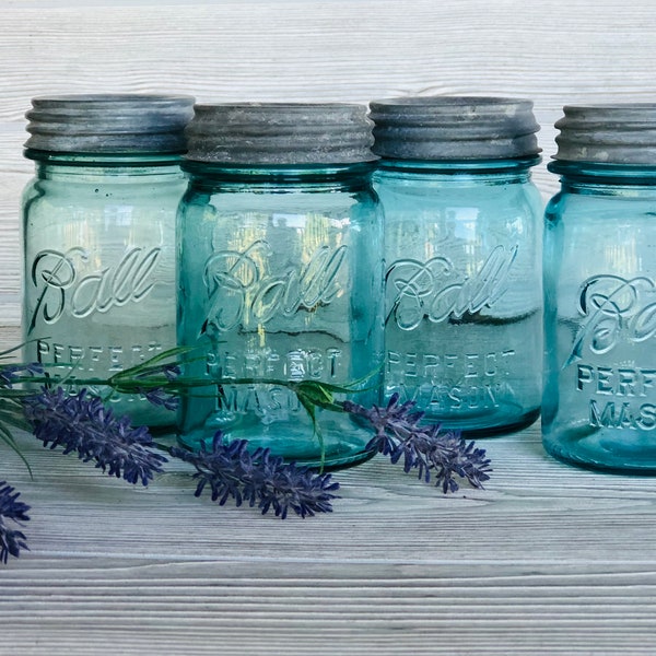 Blue Mason Jar - Etsy