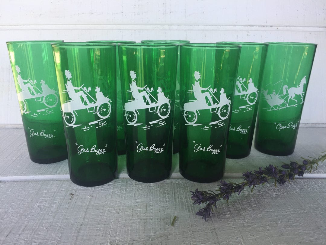 Set of 8 Zombie Glasses Mid Century Tom Collins Tumbler Forest Green ...