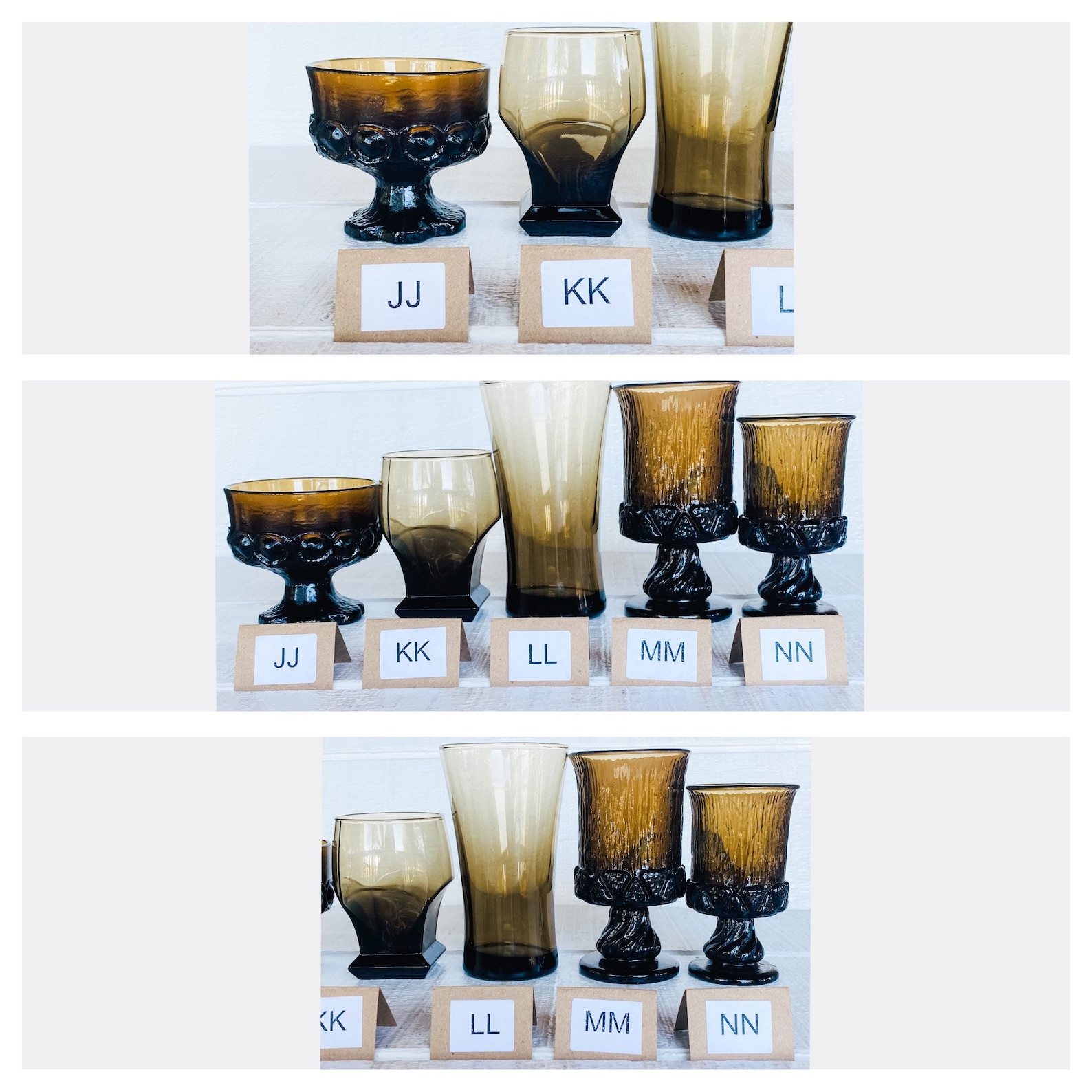 Vintage Brown Glassware • Mismatched Brown Goblet / Wine / Water Glass ...