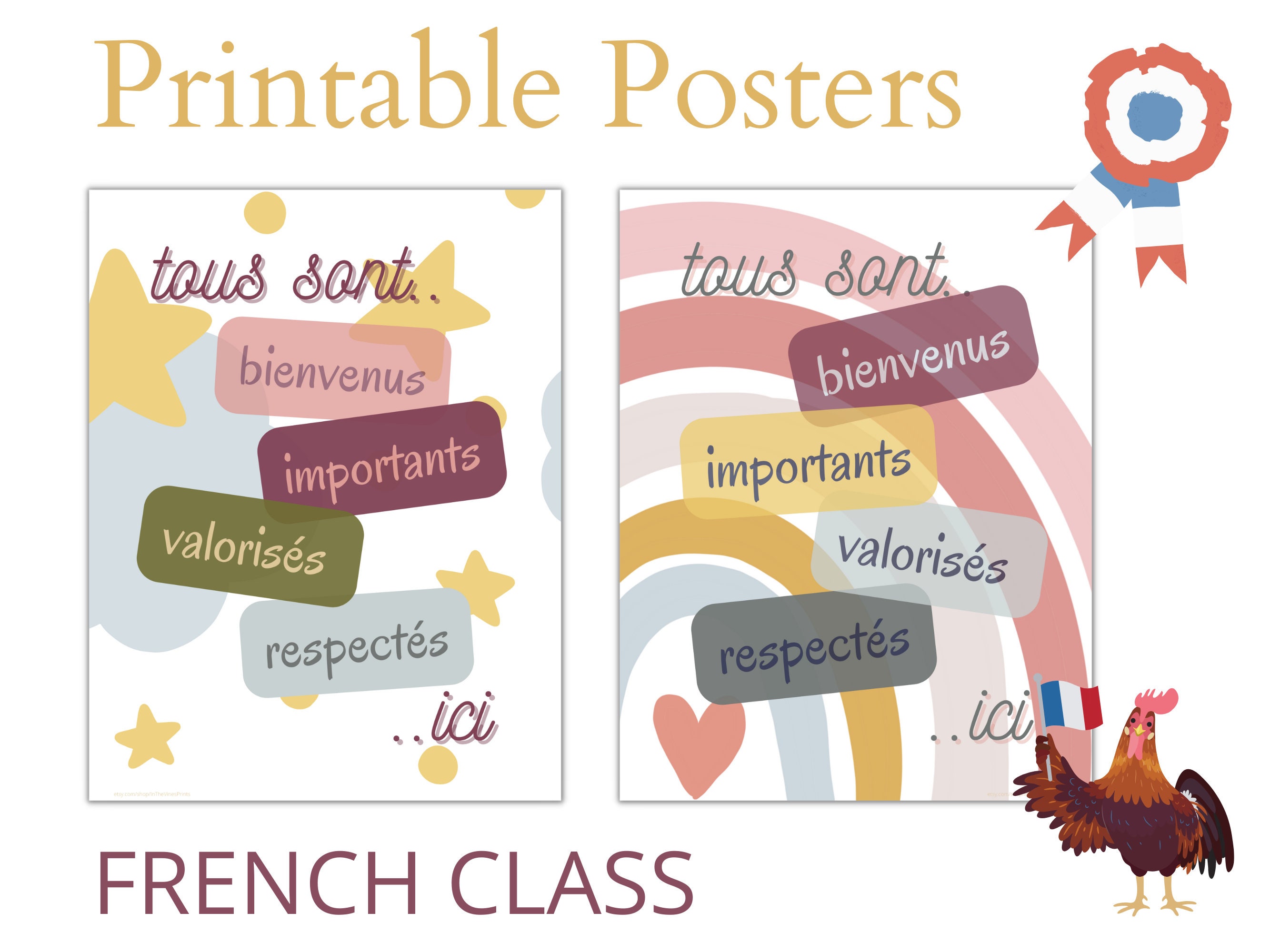French Class Posters Two Printable Posters All Are Welcome - Etsy