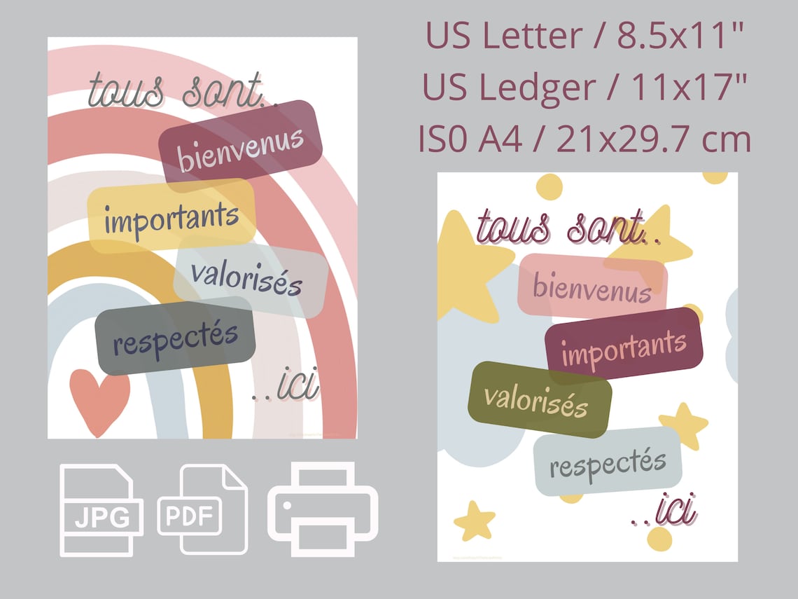 French Class Posters Two Printable Posters All Are Welcome - Etsy
