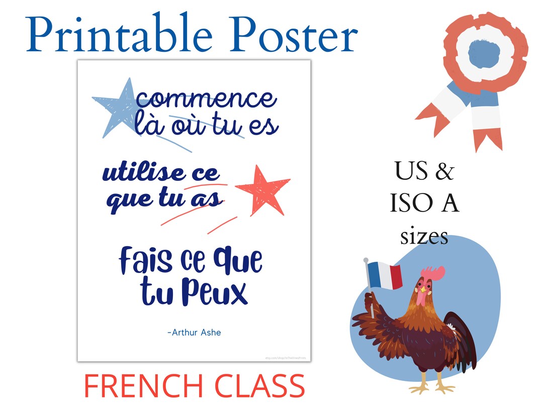 Printable French Class Poster Star Theme French Classroom - Etsy