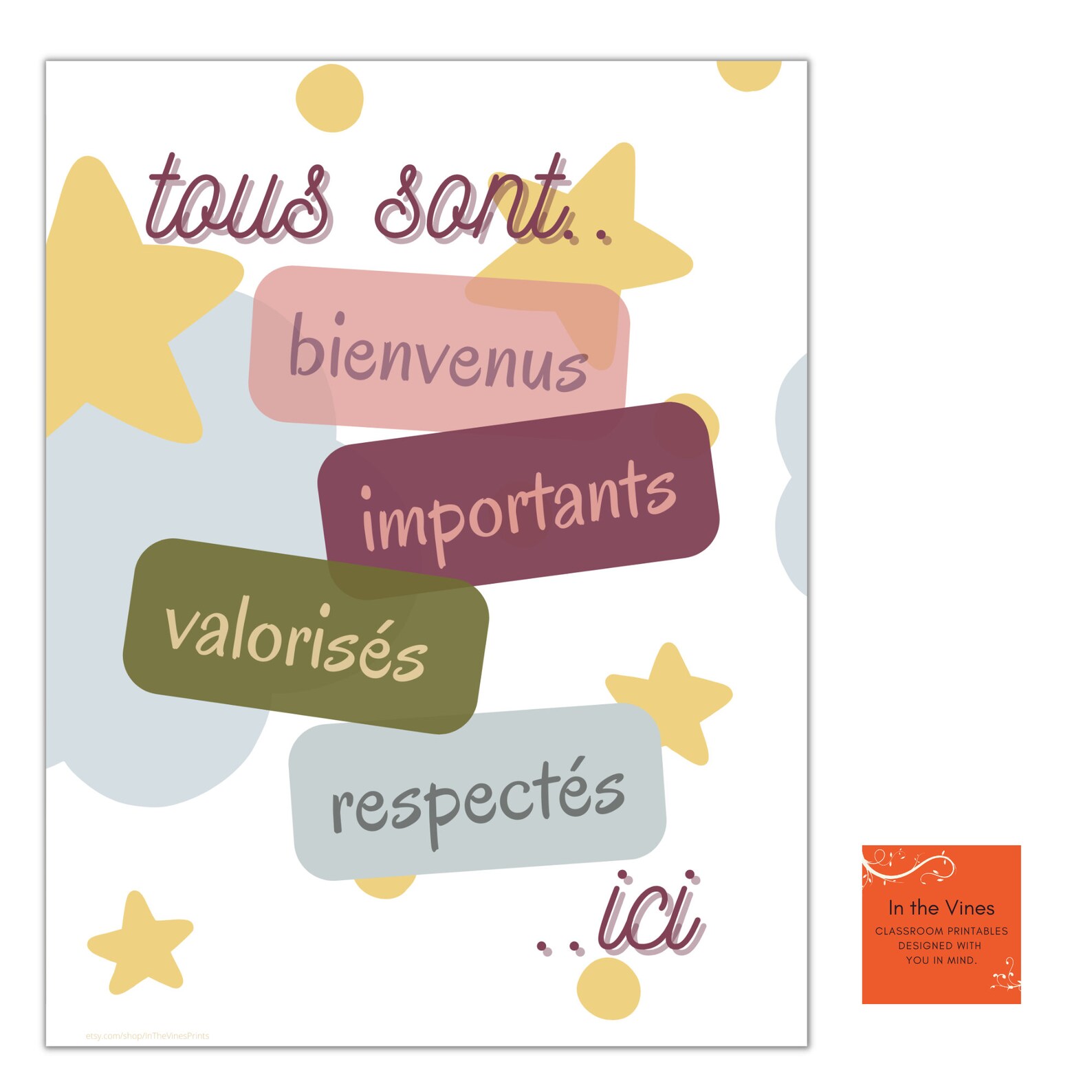 French Class Posters Two Printable Posters All Are Welcome - Etsy